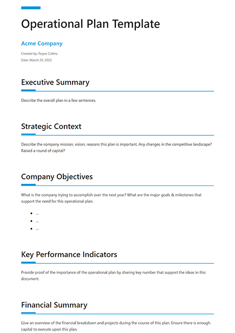 Operational Plan Template | Bit.ai